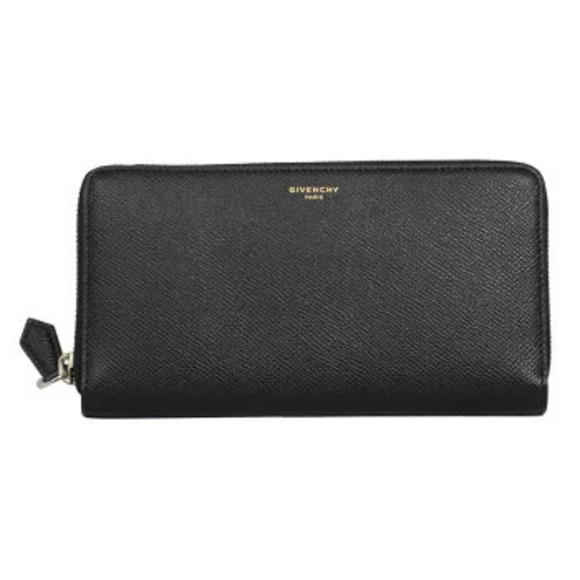 Givenchy | Bags | Givenchy Round Zipper Long Wallet Logo Leather Black ...